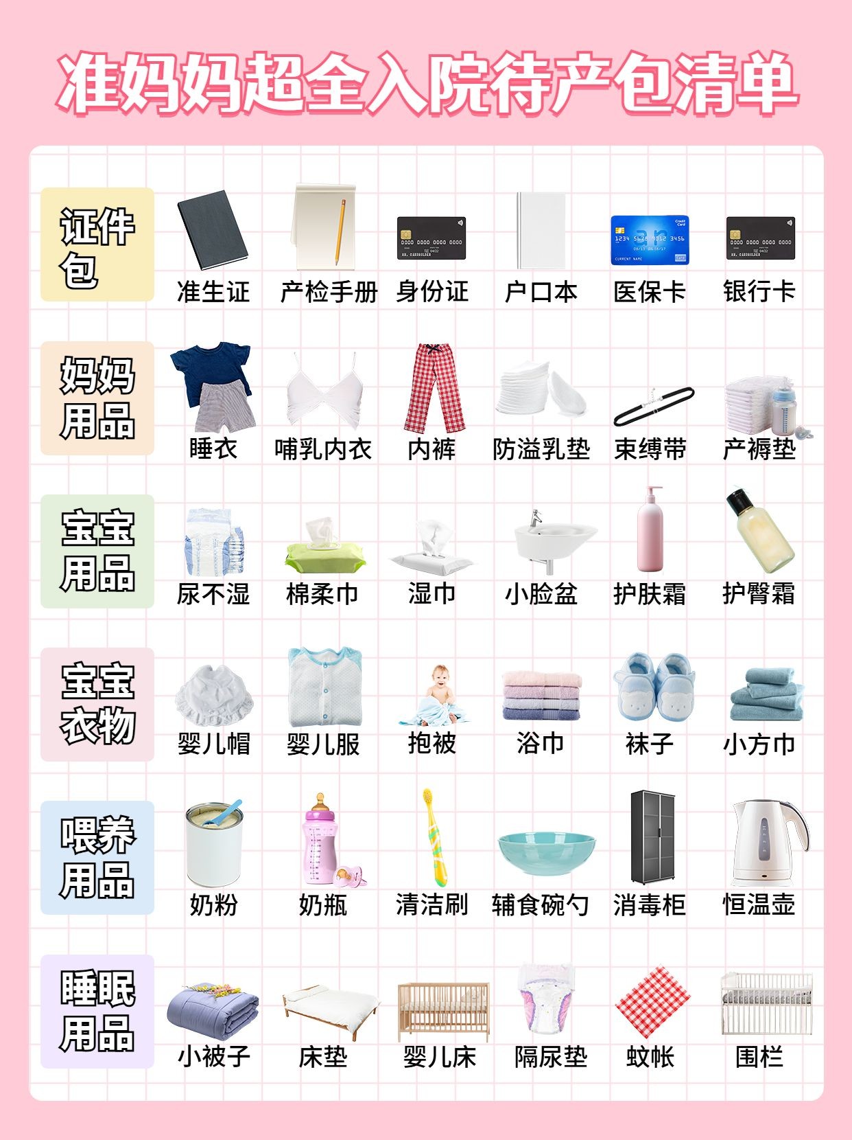 母婴准妈妈入院待产清单小红书封面 图片模板素材 稿定设计