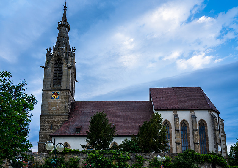 德国，美丽的古老教堂建筑stephanuskirche的城市leinfelden echterdin_模板素材-稿定设计