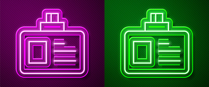 Glowing neon line Identification badge icon isolat_模板素材-稿定设计