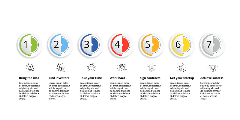 Business process chart infographics with 7 step ci_模板素材-稿定设计