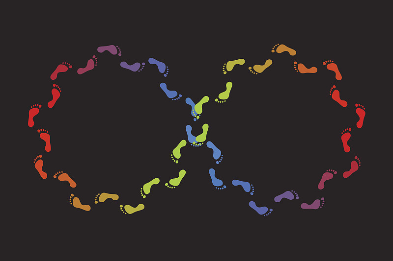 无尽的莫比乌苏圈五颜六色的脚步_模板素材-稿定设计