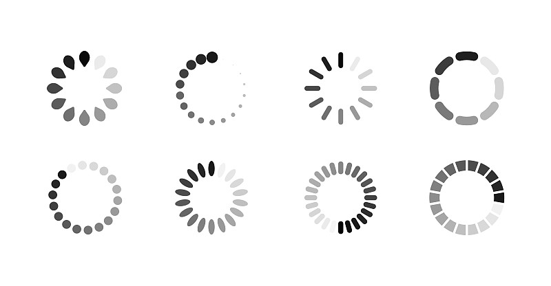 设置加载图标。网站加载图标。向量等待数据进度下载指标集。矢量元素的网页设计。圆形进度条。_模板素材-稿定设计