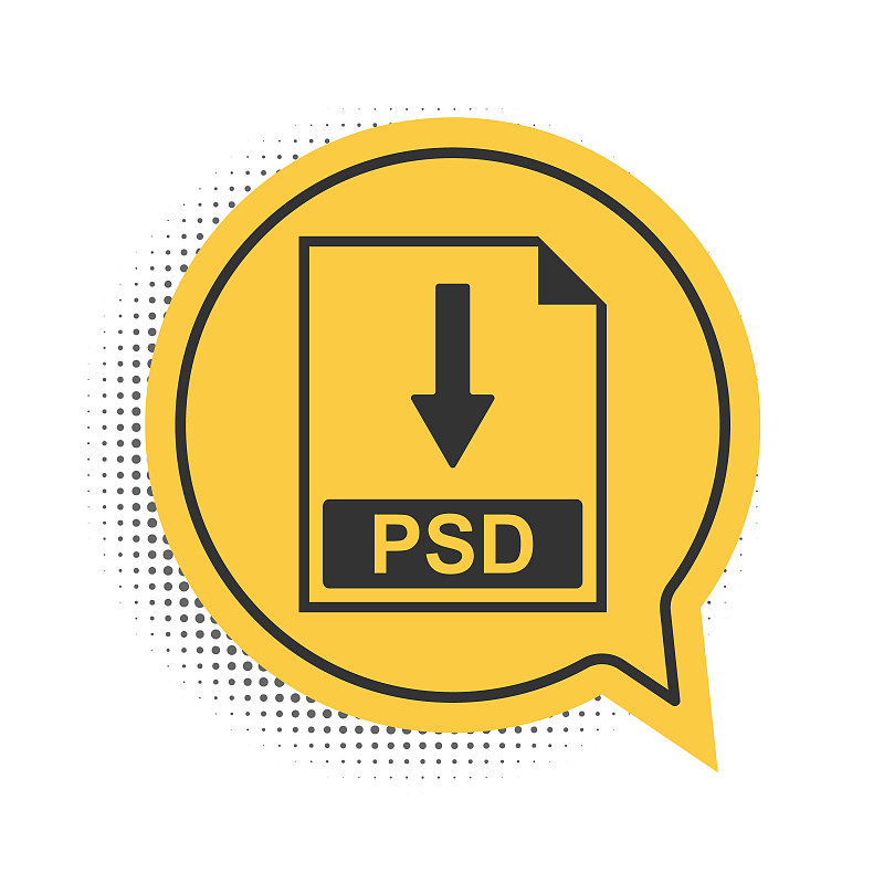 Black PSD file document icon. Download PSD button _模板素材-稿定设计