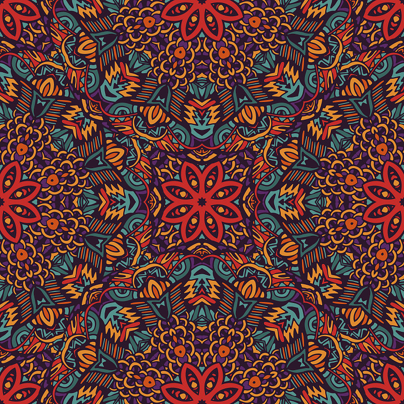 Tribal indian ethnic seamless design. Festive colo_模板素材-稿定设计