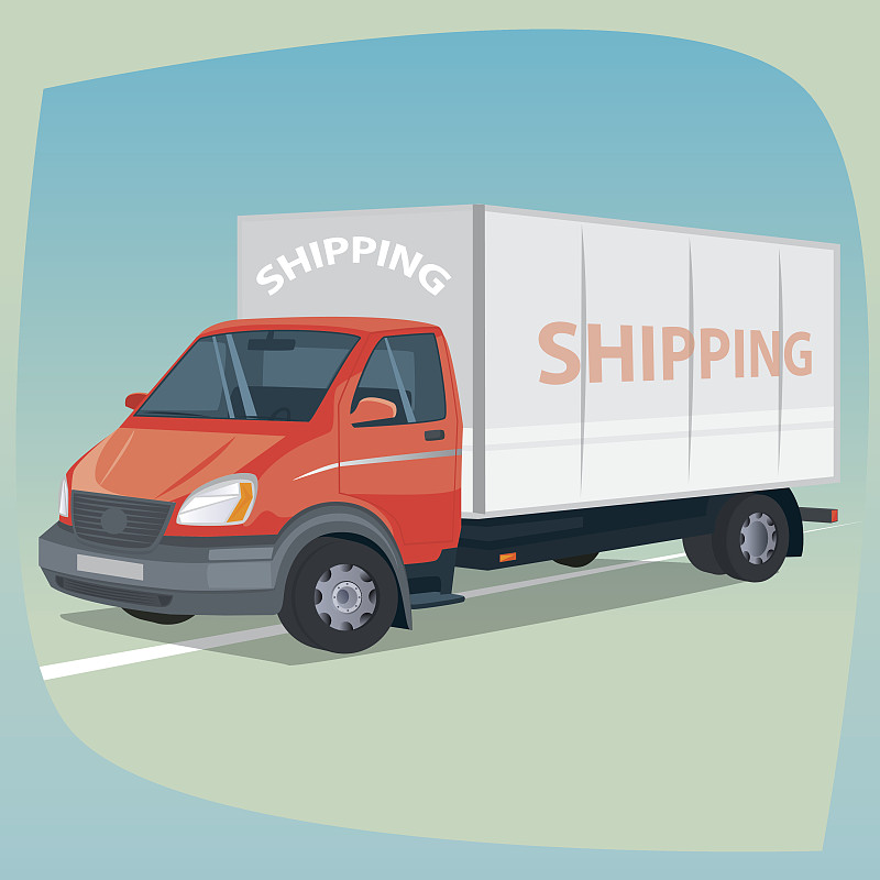 封闭车身的隔离箱式卡车_模板素材-稿定设计