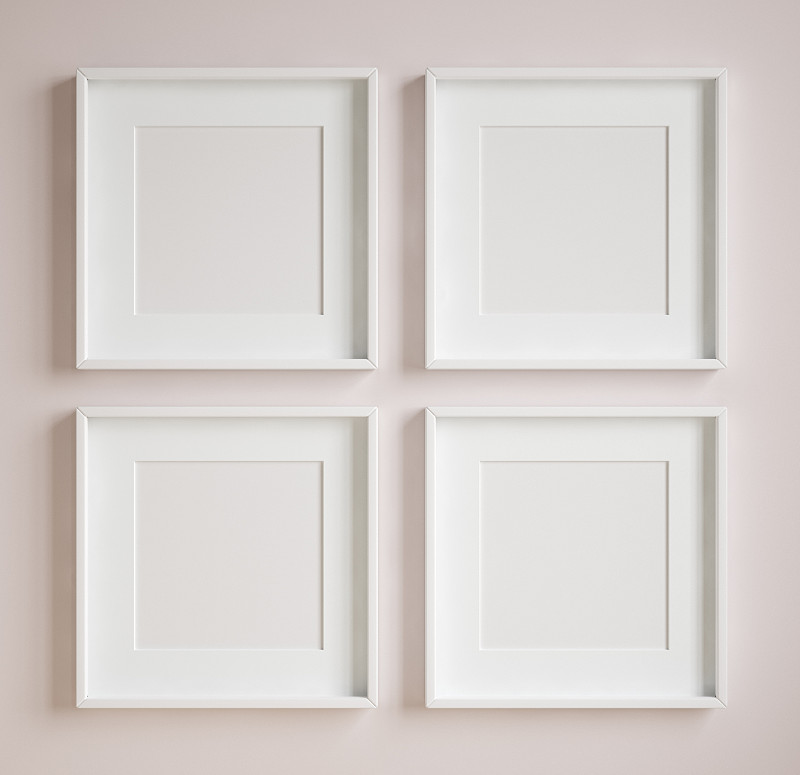 模型海报框架近距离墙上漆成粉彩_模板素材-稿定设计