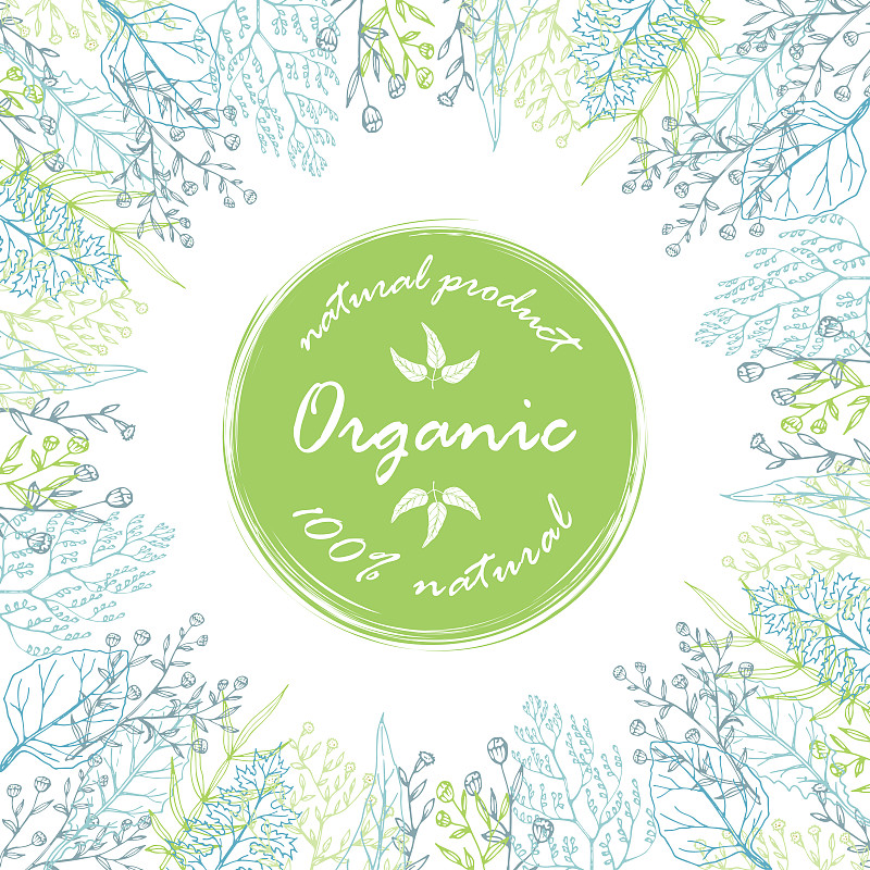 Round organic banner template with herbs and leave_模板素材-稿定设计