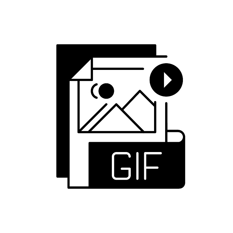 GIF file black linear icon_模板素材-稿定设计