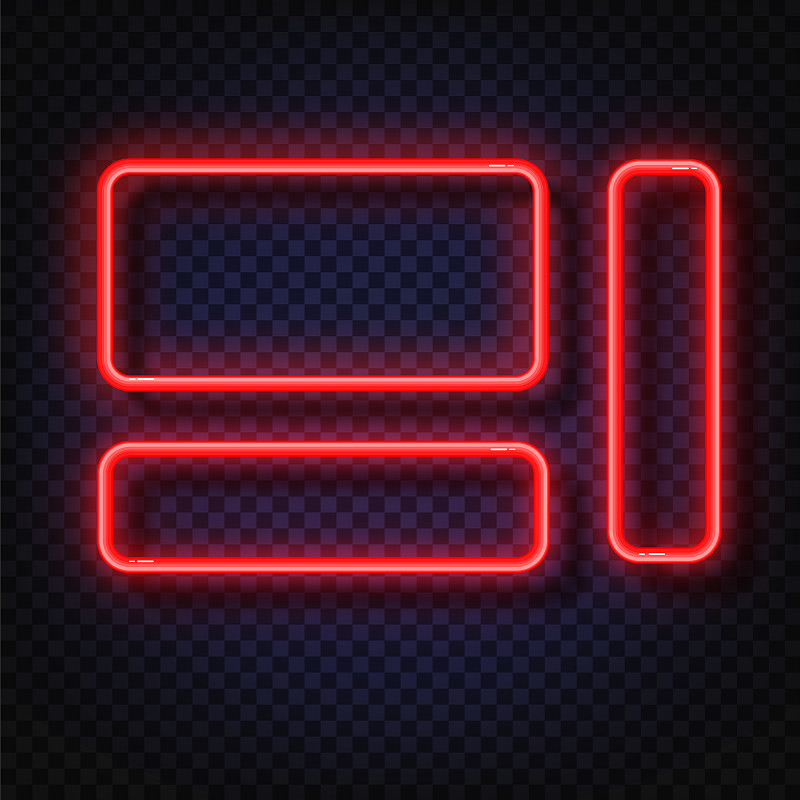 Neon light banners set. Vector Neon light frame si_模板素材-稿定设计