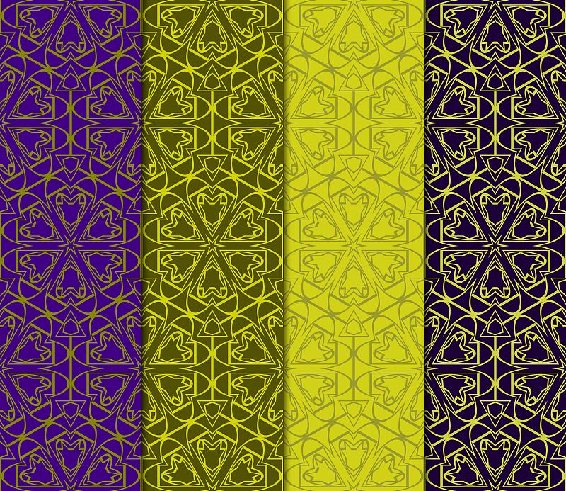 Olive, purple color set of Floral Geometric Patter_模板素材-稿定设计