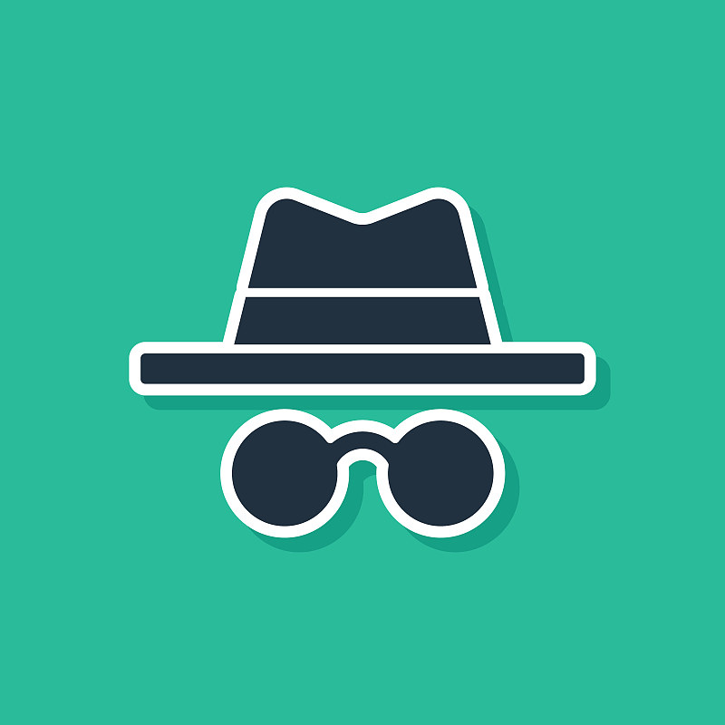 Blue Incognito mode icon isolated on green backgro_模板素材-稿定设计