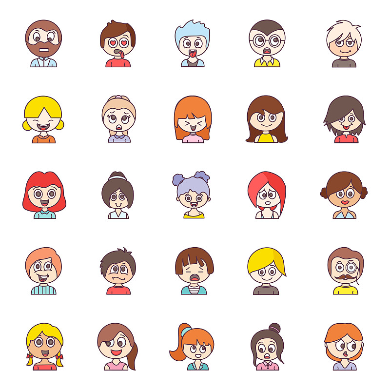 Pack Of People Flat Icons_模板素材-稿定设计