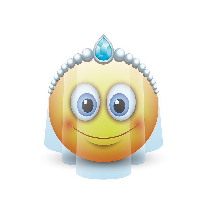Cute bride emoticon - emoji, smiley - vector illus_模板素材-稿定设计
