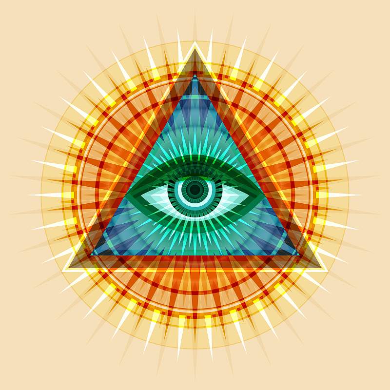 上帝的全视之眼(上帝之眼，天意之眼，全知之眼，光明之眼，上帝之眼)。光照派和共济会古老神秘的神圣象征_模板素材-稿定设计