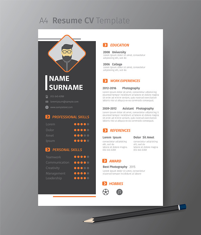 干净现代的设计模板或简历，矢量插图_模板素材-稿定设计