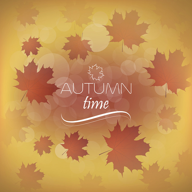 秋天矢量插图与树叶_模板素材-稿定设计