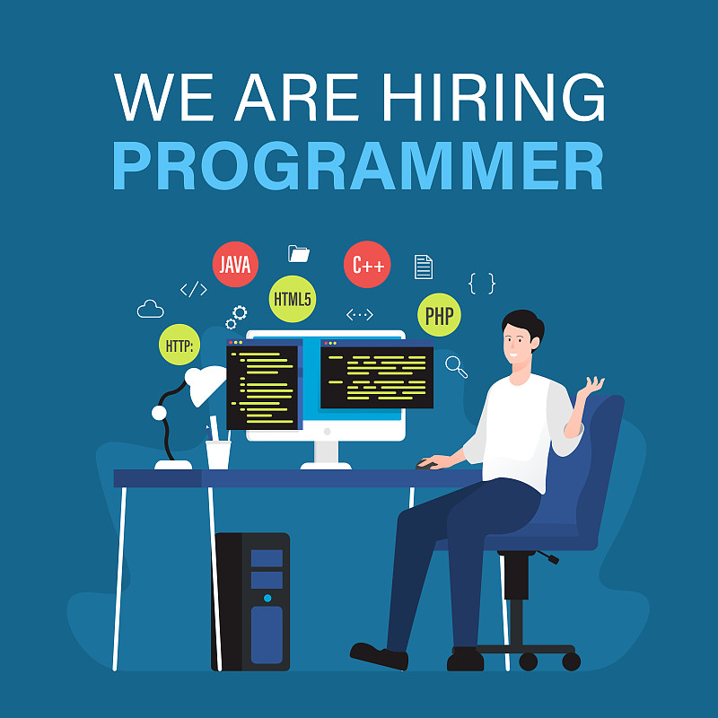 We are hiring programmer. Job vacancy template wit_模板素材-稿定设计