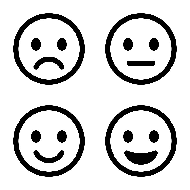 表情符号。Emoji面临集合。Emojis平的风格。开心和悲伤的表情。直线笑脸-股票向量。_模板素材-稿定设计