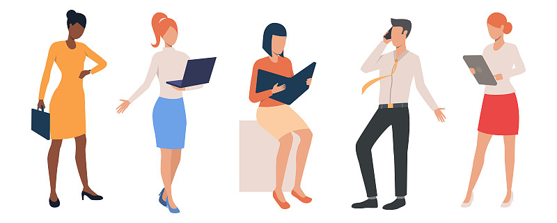 Set of office managers in red clothes_模板素材-稿定设计