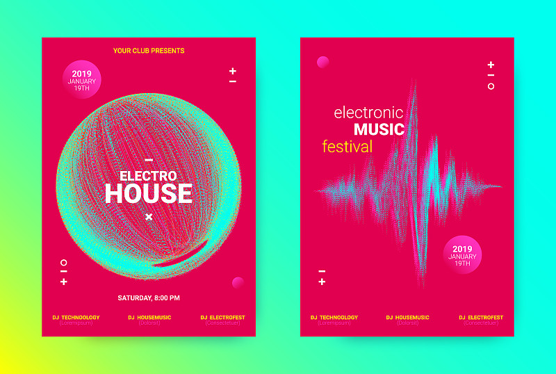 Wave Music Poster Concept. Electronic Sound Flyer._模板素材-稿定设计