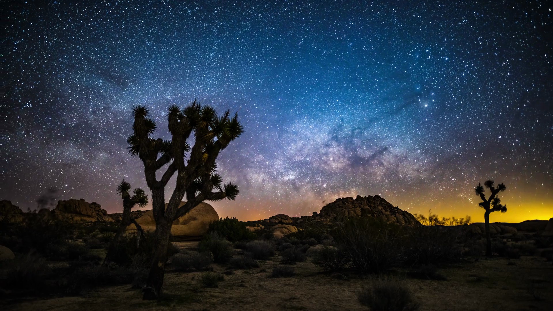 银河系在约书亚树上的延时摄影_模板素材-稿定设计